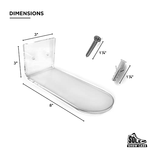 Engineered Edge Sole Showcase - 6 Clear Floating Shoe Shelves to Display and Showcase Your Sneaker Collection - Hardware Included | Shoe Display Shelf, Wall Shelf