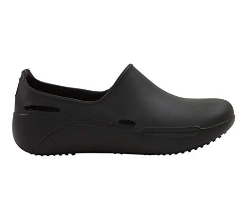 Anywear Streak Step-in Nurse Shoes for Women and Men, Oil- and Slip-Resistant EVA Kitchen Shoes, Work Shoes, 7, Black