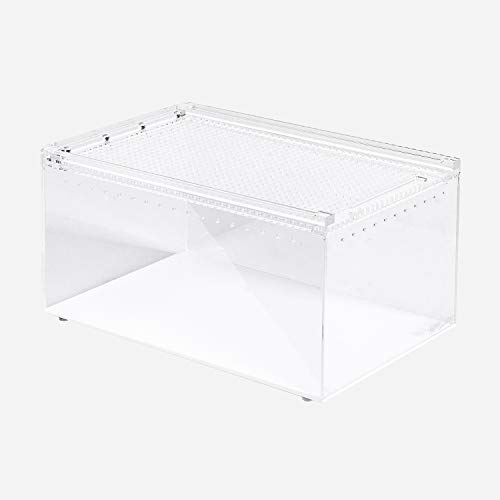 REPTI ZOO Magnetic Acrylic Breeding Enclosure, 12x8x6 Inch Flat Long Reptile Breeding Box Terrarium Cage for Tarantula Scorpion Sling Isopods Lizards Roach Invertebrates Insect Mantis
