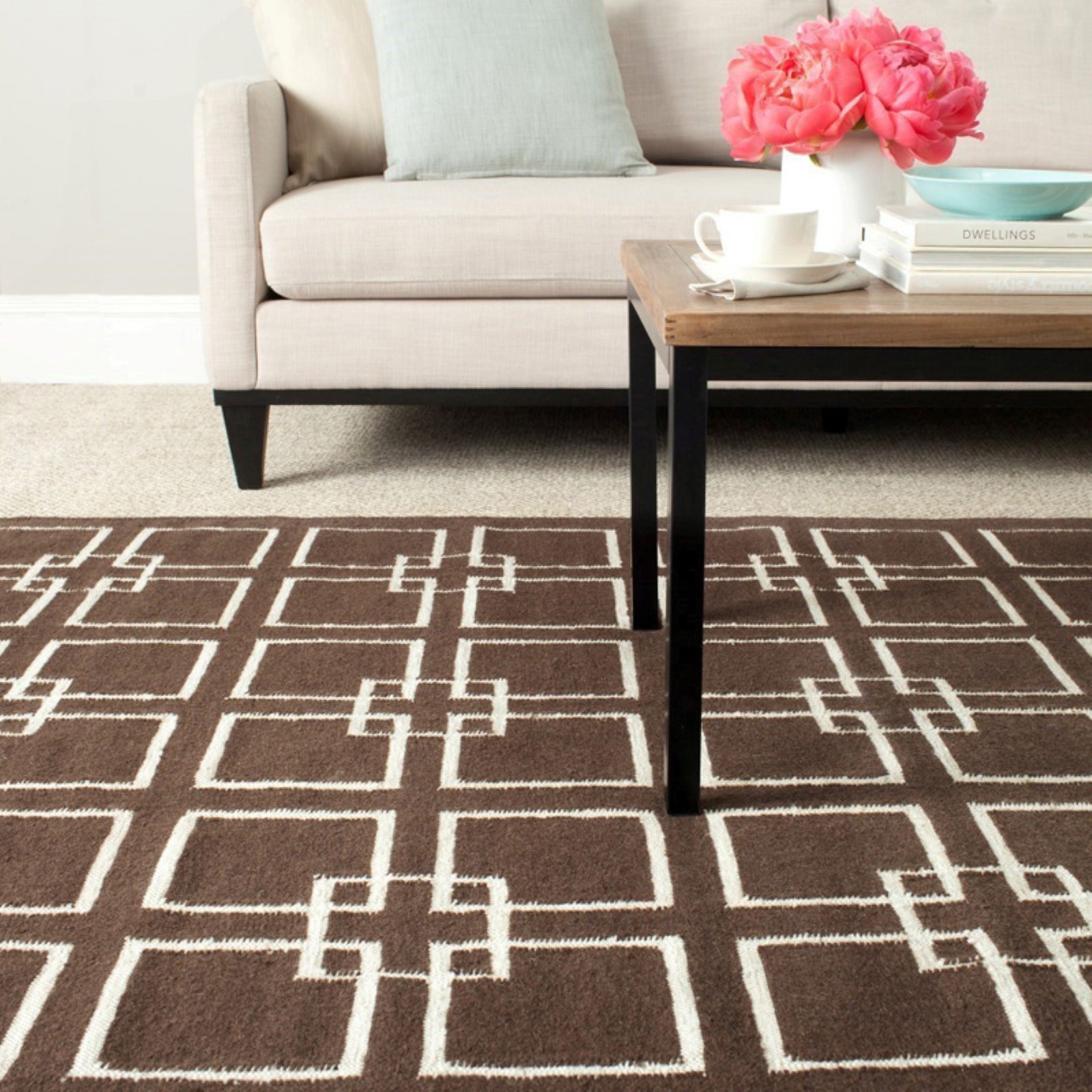 MARTHA STEWART x SAFAVIEH MSR1151C Square, Dance Wool & Silk Area Rug, 8' x 10', Cement Gray