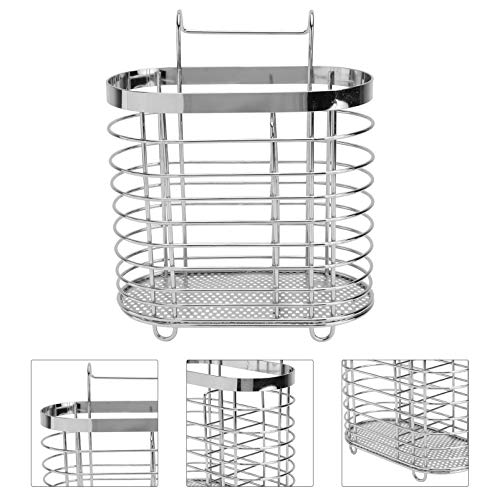 Cabilock Stainless Steel Utensil Drying Rack Basket Holder with Hook No Drilling Chopsticks Holder Spoon Fork Drainer Fork Basket Flatware Hanging Rack