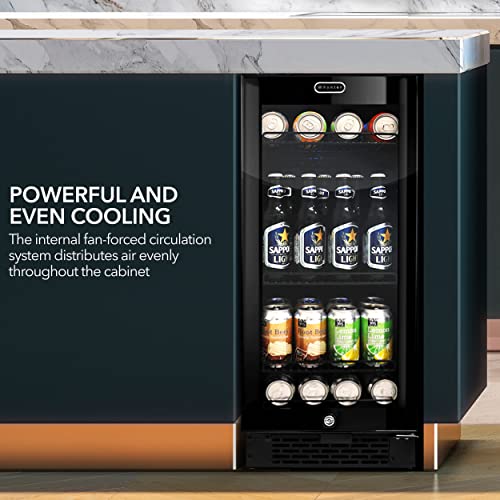Whynter BBR-801BG Built Beverage Refrigerator and Cooler Mini Fridge with Glass Door with Lock, 3.0 Cubic Feet, Black, 100, Can