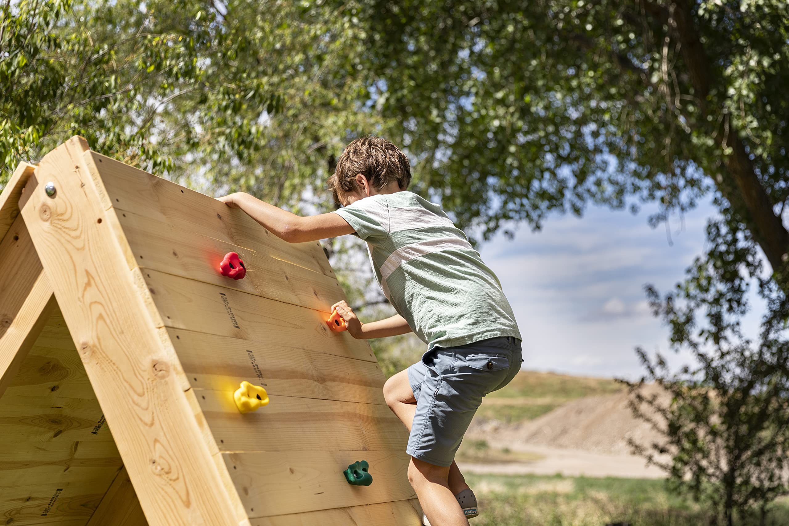 Squirrel Products 10 Large Assorted Rock Climbing Holds with Mounting Hardware - DIY Rock Wall - Ages 3+