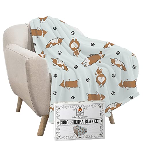 Corgi Sherpa Blanket - Cuddle Corgis | Corgi Blanket | Corgi Gifts for Corgi Lovers | Soft Throw Blanket | Corgi Stuff Decor