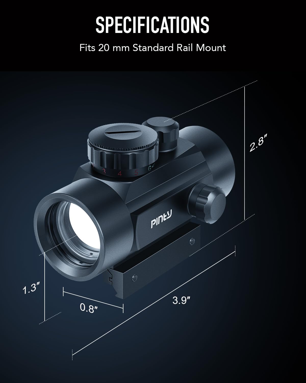 Pinty Tactical 1x40mm Reflex Red Green Dot Sight Riflescope, 4 MOA Rifle Optic Sight, Fits 20mm Picatinny Weaver Rail