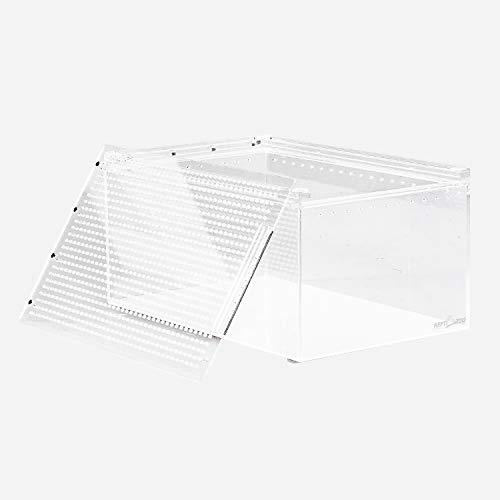 REPTI ZOO Magnetic Acrylic Breeding Enclosure, 12x8x6 Inch Flat Long Reptile Breeding Box Terrarium Cage for Tarantula Scorpion Sling Isopods Lizards Roach Invertebrates Insect Mantis