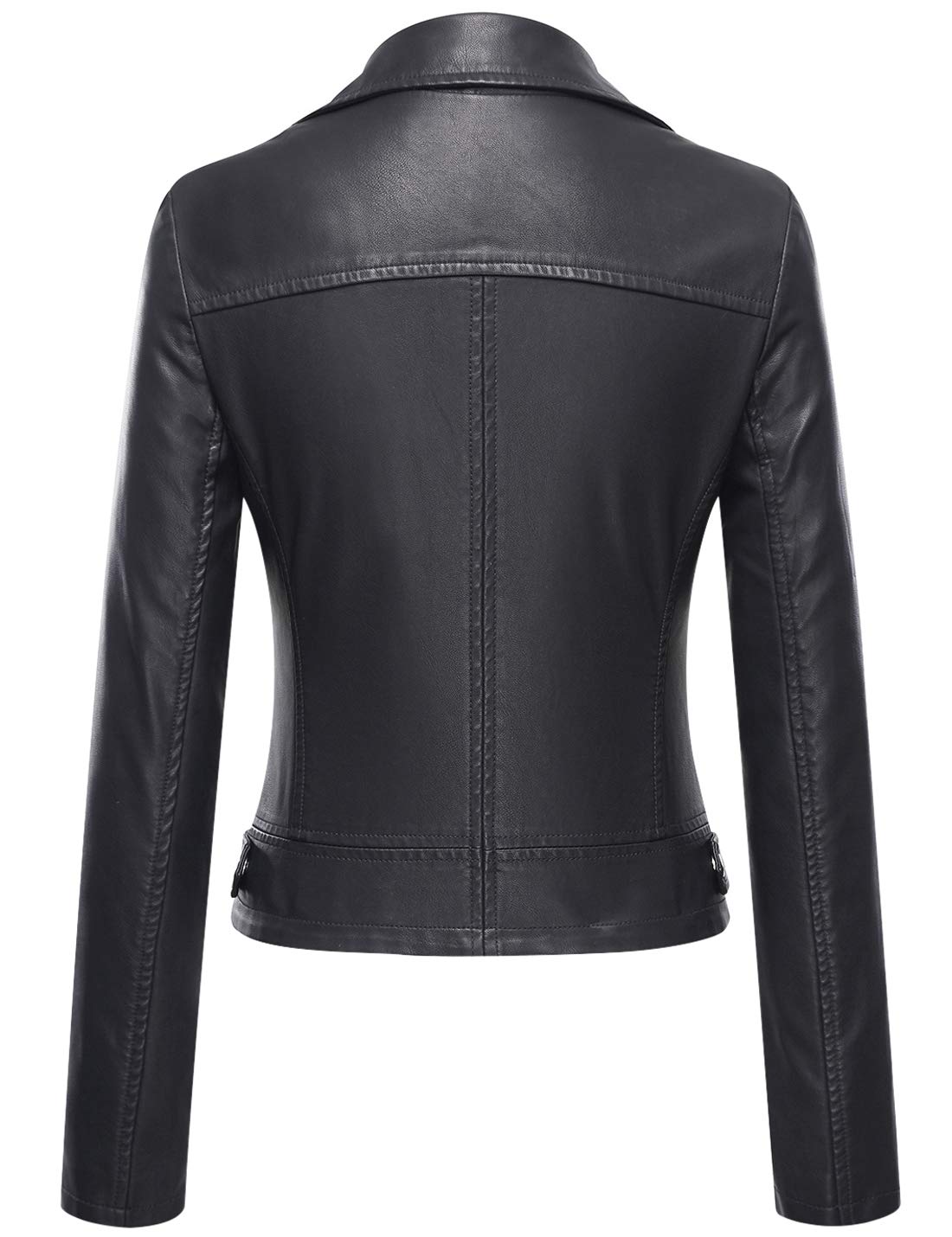 Tanming Women's Faux Leather Moto Biker Short Coat Jacket (Black-M)