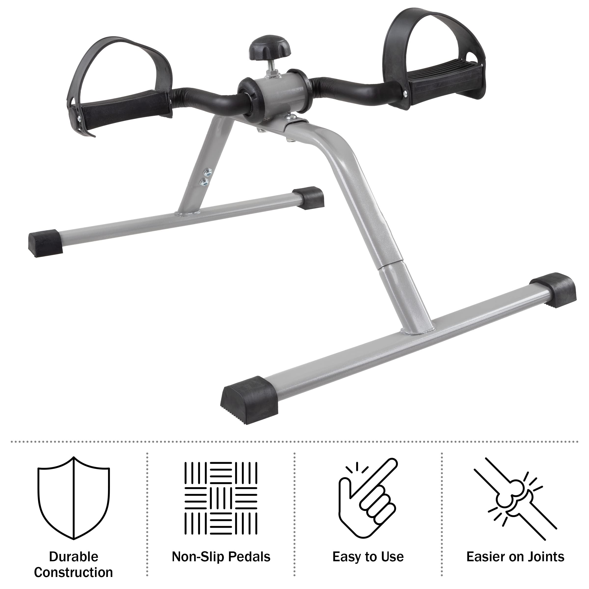 Under Desk Bike Pedal Exerciser with Calorie Tracker and Adjustable Resistance - Mini Foldable Indoor Home Gym Exercise Equipment by Wakeman