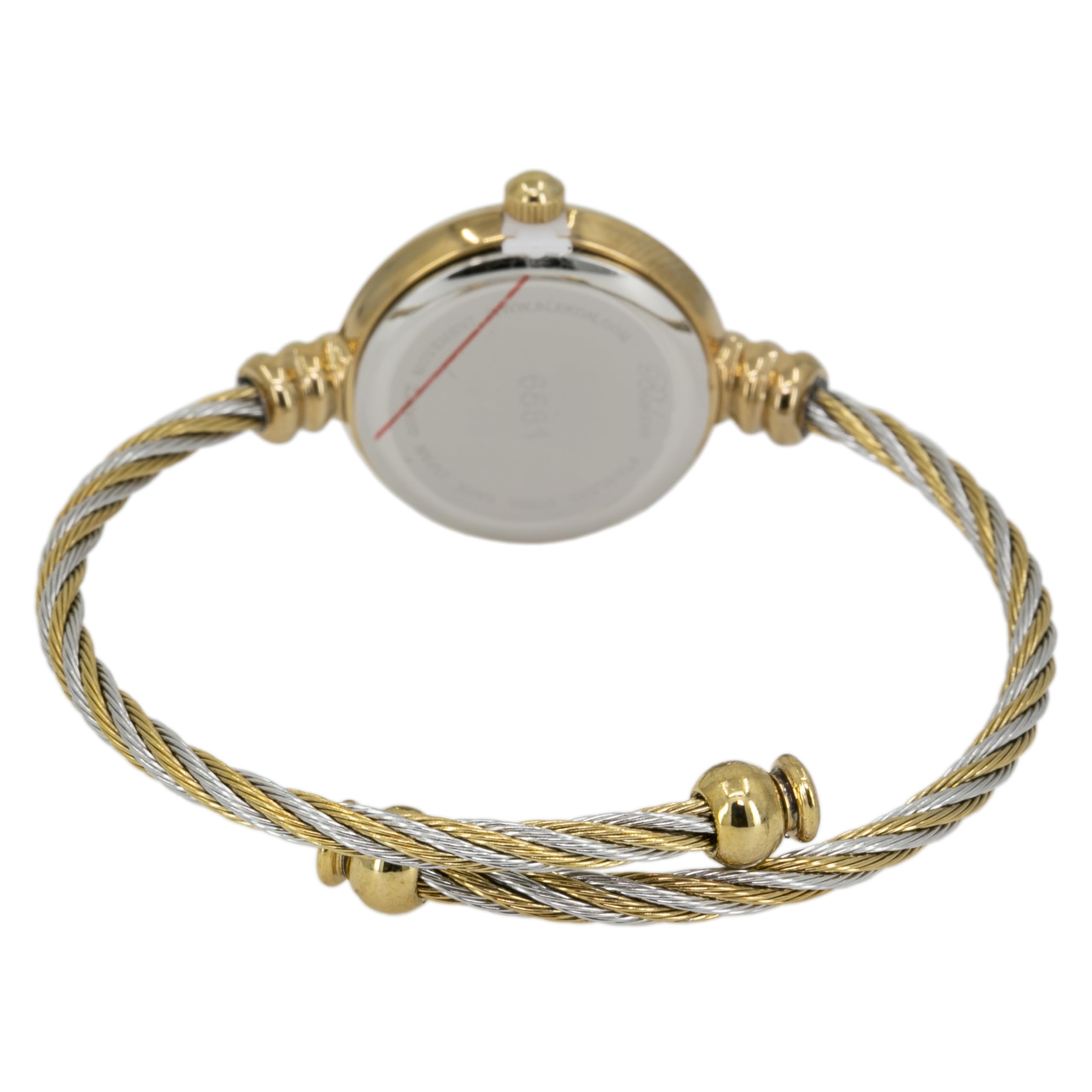 2Tone Gold Silver Cable Band Ladies Bangle Cuff Watch