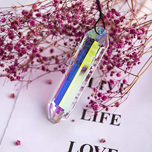 Hanging Chandelier Crystals Prisms Crystal Suncatcher AB-Colors Hexagone Hanging Chandelier Prism Pendant Home Decoration DIY Craft(120mm)