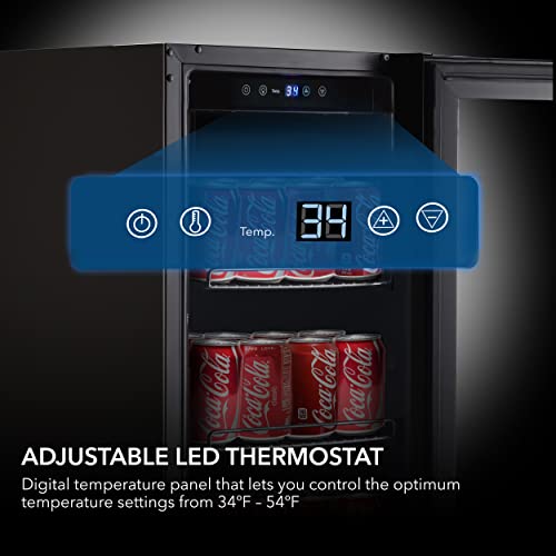 Whynter BBR-801BG Built Beverage Refrigerator and Cooler Mini Fridge with Glass Door with Lock, 3.0 Cubic Feet, Black, 100, Can
