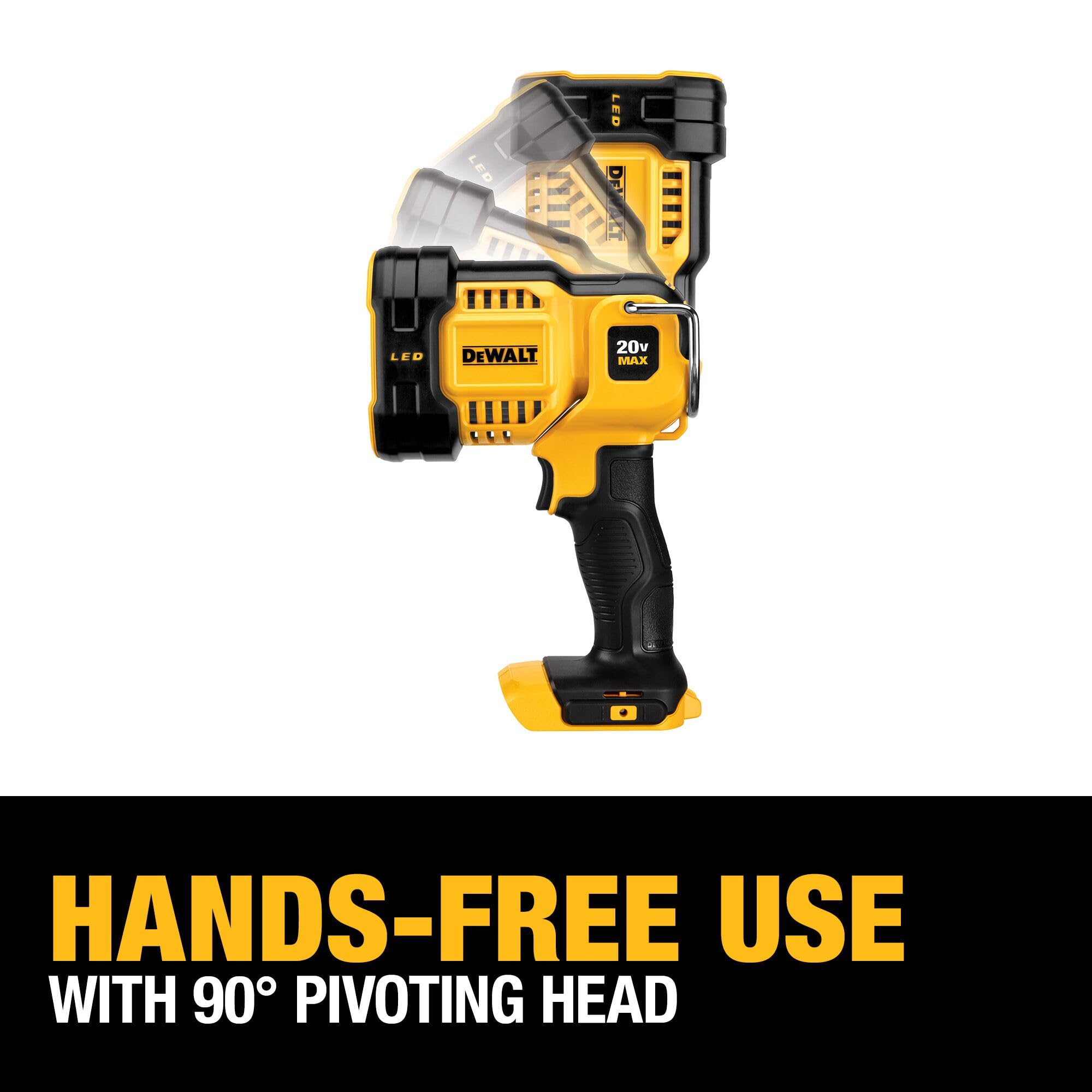 DEWALT 20V MAX LED Work Light, Handheld Spotlight with 508 Yard Distance, Pivoting Head, 1500 Lumens, Cordless, Battery Not Included (DCL043)
