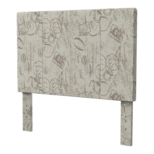Furniture of America Malena Leatherette Headboard, Full-to-Queen, Ivory Script