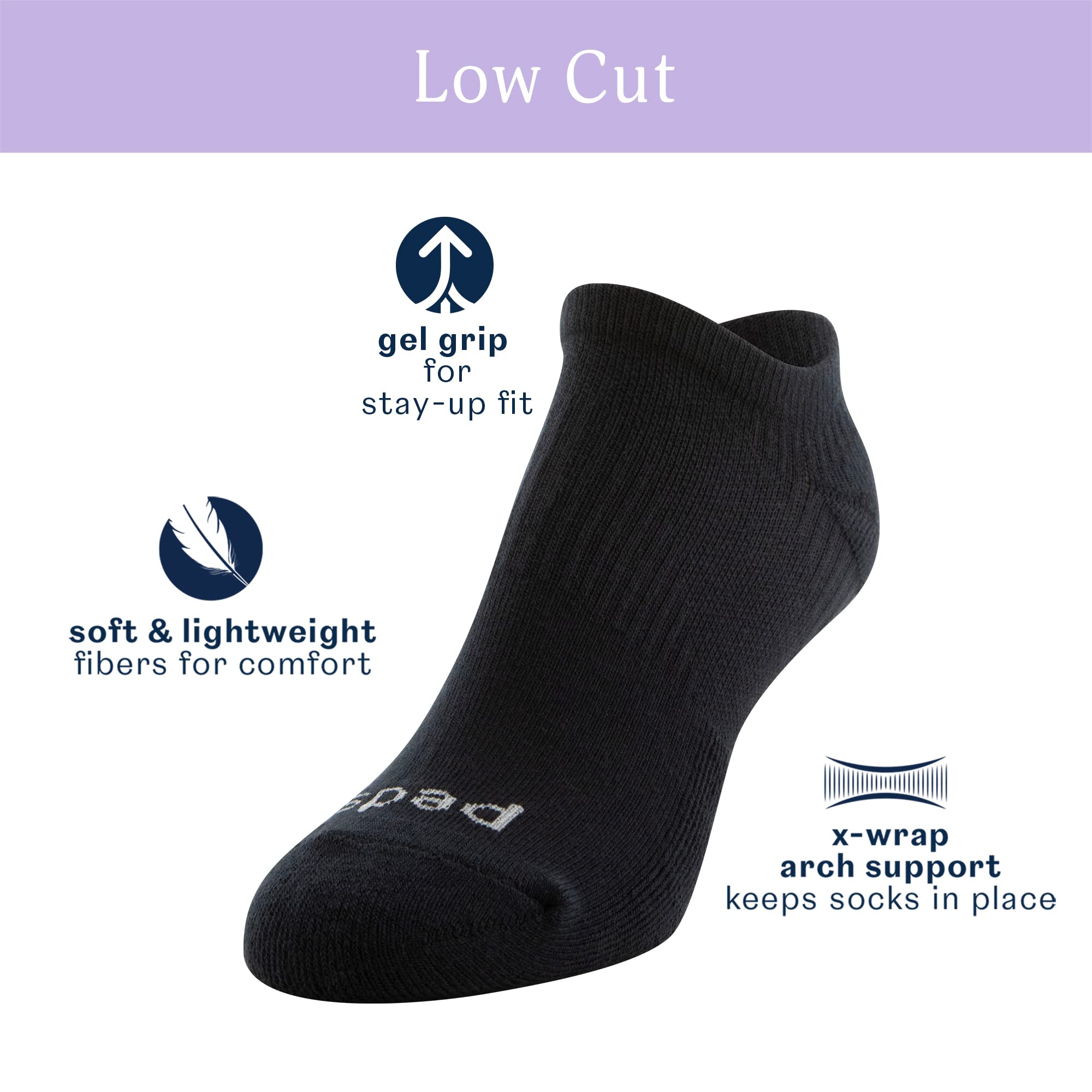 Peds Women's Moisture Wicking Low Cut Socks With X-wrap Arch Support, Multipairs, White (6-Pairs), Shoe Size: 5-10
