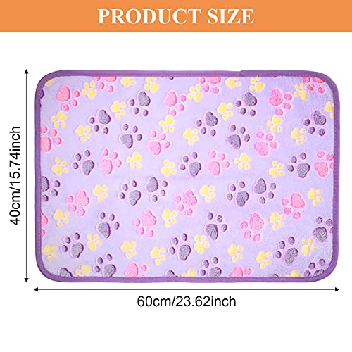 4 Pcs Pet Blanket Dog Puppy Blanket Paw Print Fleece Blanket for Small Medium Large Pet Dog Cat Warm Soft Sleep Mat Guinea Pig Cage Liners Blanket (White, Coffee, Pink, Purple, Small)