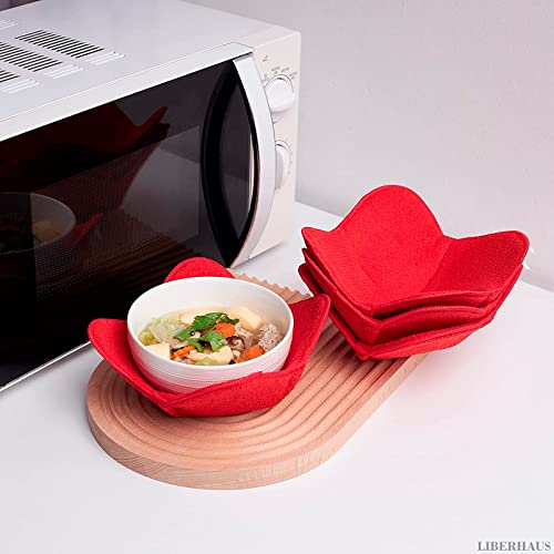 Small Microwave Bowl Huggers - Polyester Bowl Holders For Hot Food Hot Plate Holder Microwave Bowl Cozy Huggers - Heat Resistant Plate Hot Pads Microwave Hand Warmers Reusable Kitchen Gadget liberhaus