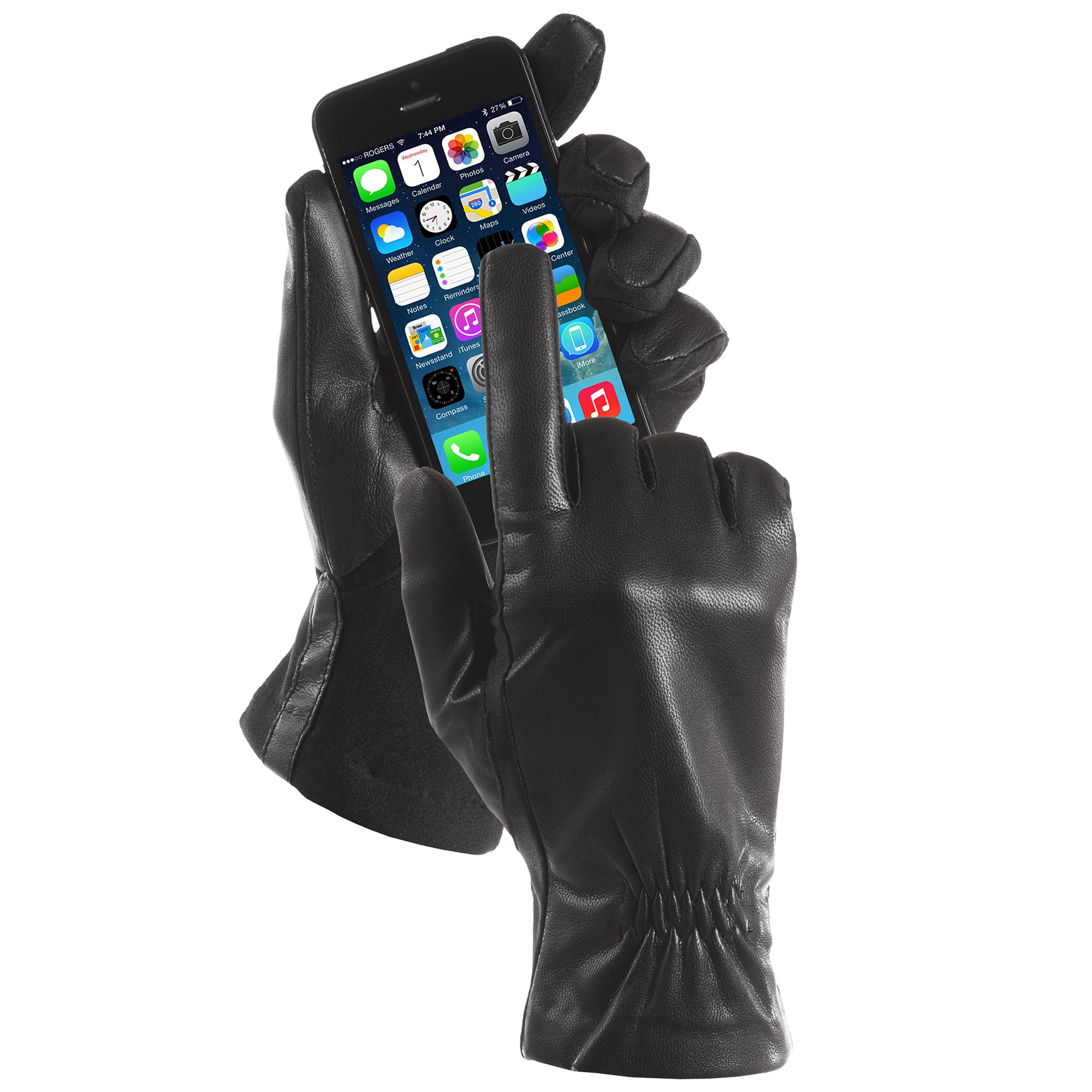 Isotoner Women's Stretch Leather Touchscreen Texting Cold Weather Gloves with Warm Fleece Lining