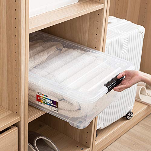 Eagrye 3-Pack Plastic Underbed Storage Bin, Clear Under Bed Storage Box