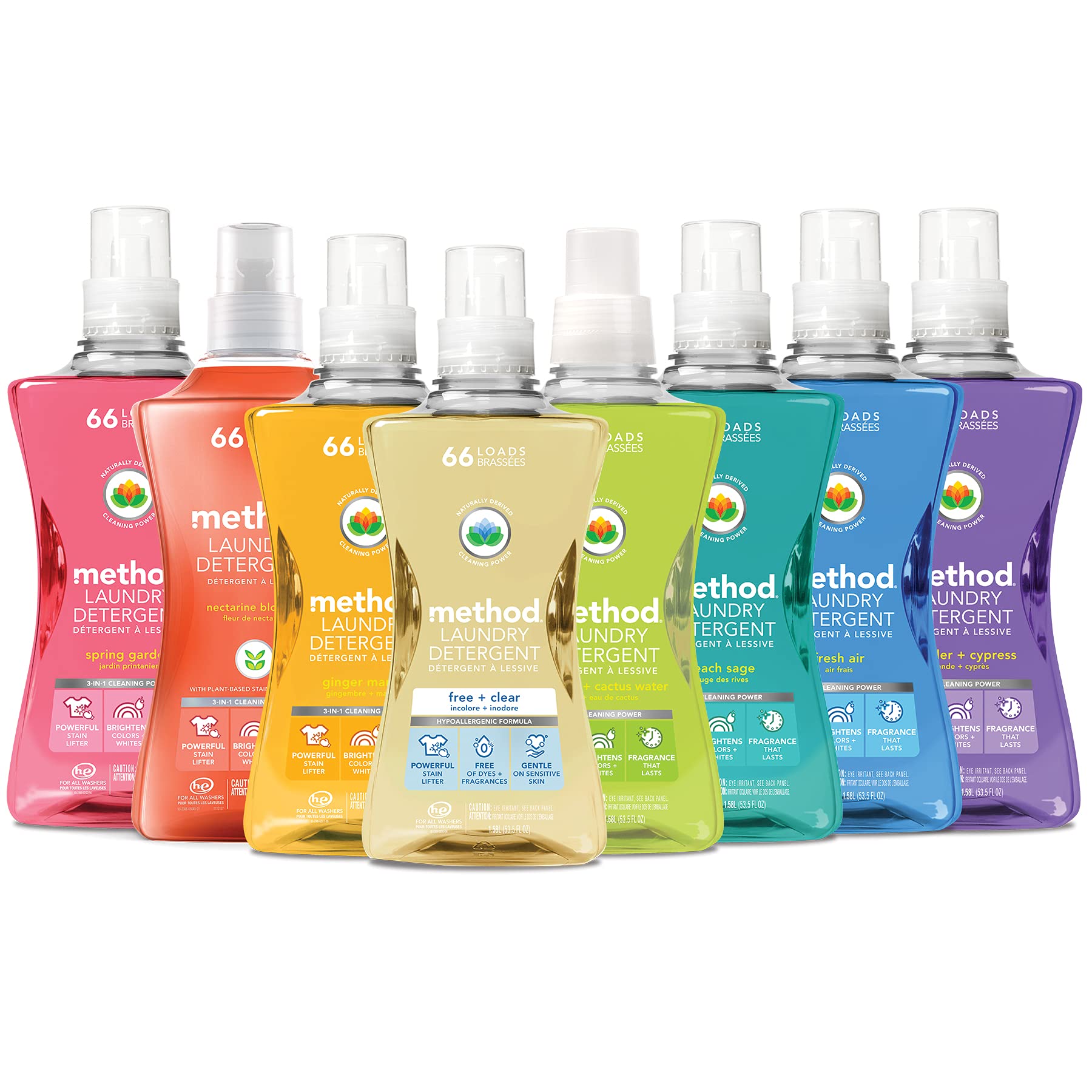 Method Liquid Laundry Detergent, Beach Sage, 66 Loads Per Bottle, Hypoallergenic + Biodegradable Formula, Plant-Based Stain Remover, 53.5 Fl Oz (Pack of 1)