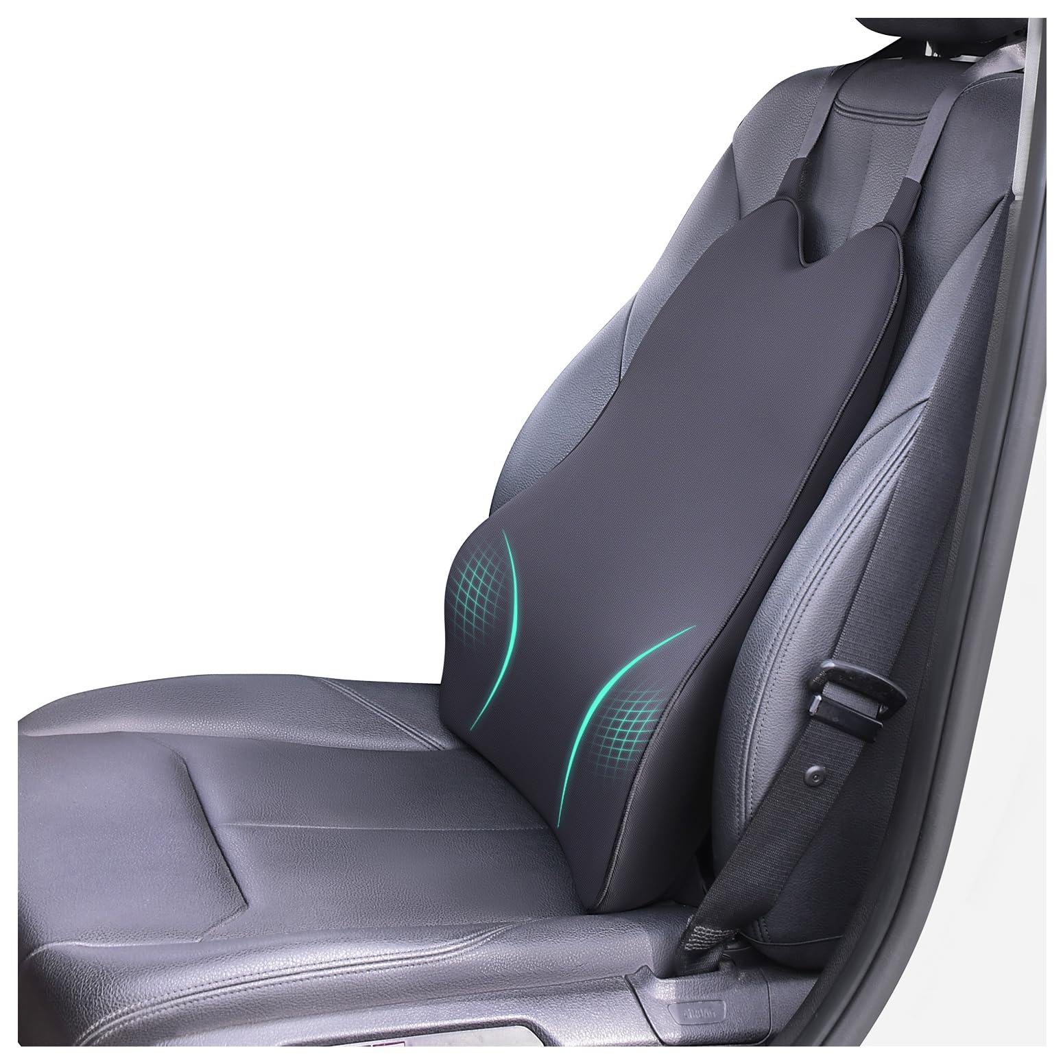 Lumbar Support Pillow for Car - Back Support for Medium to Large Vehicles - Soft Memory Foam Car Seat Cushion for Back Pain Relief - Dual Adjustable Straps Securely Fixed Car Lumbar Support -Black