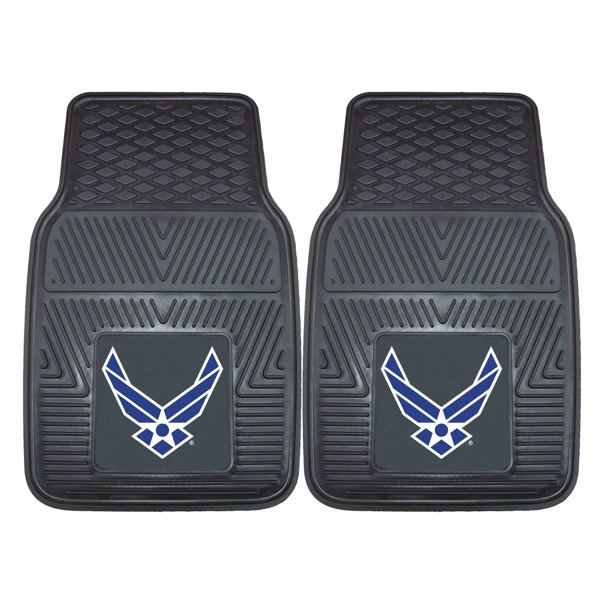 FANMATS 11044 U.S. Air Force 2-Piece Heavy Duty Vinyl Car Mat Set, Front Row Floor Mats, All Weather Protection, Universal Fit, Deep Resevoir Design