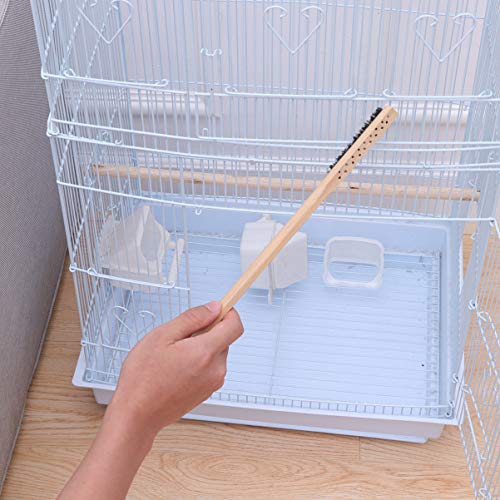 TEHAUX 3pcs Bird Cage Cleaning Brush, Wooden Long Handle Parakeet Cage Cleaner Bird Cleaning Supplies （ Random Color ）