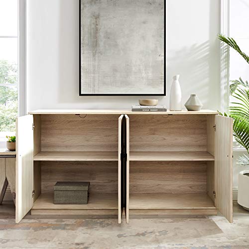 Walker Edison Alden Versatile 4 Door Framed-Storage-Sideboard, 62 Inch, Birch