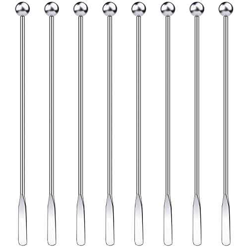 8 Pieces Stainless Steel Coffee Beverage Stirrers Drink Swizzle Stick with Small Rectangular Paddles, Beverage Stirrers for Coffee Cocktail Chocolate Milk Juices
