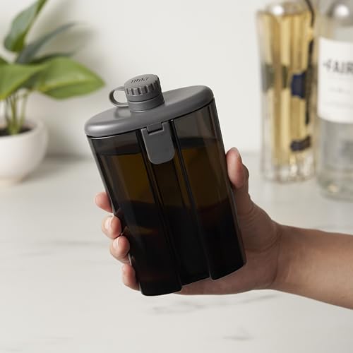 Host Easy-Fill Hip Liquor Flask for Alcohol with Hinged Refill Lid and Hinged Lid, Dishwasher Safe BPA-Free Plastic, Grey, 6 Oz, Set of 1
