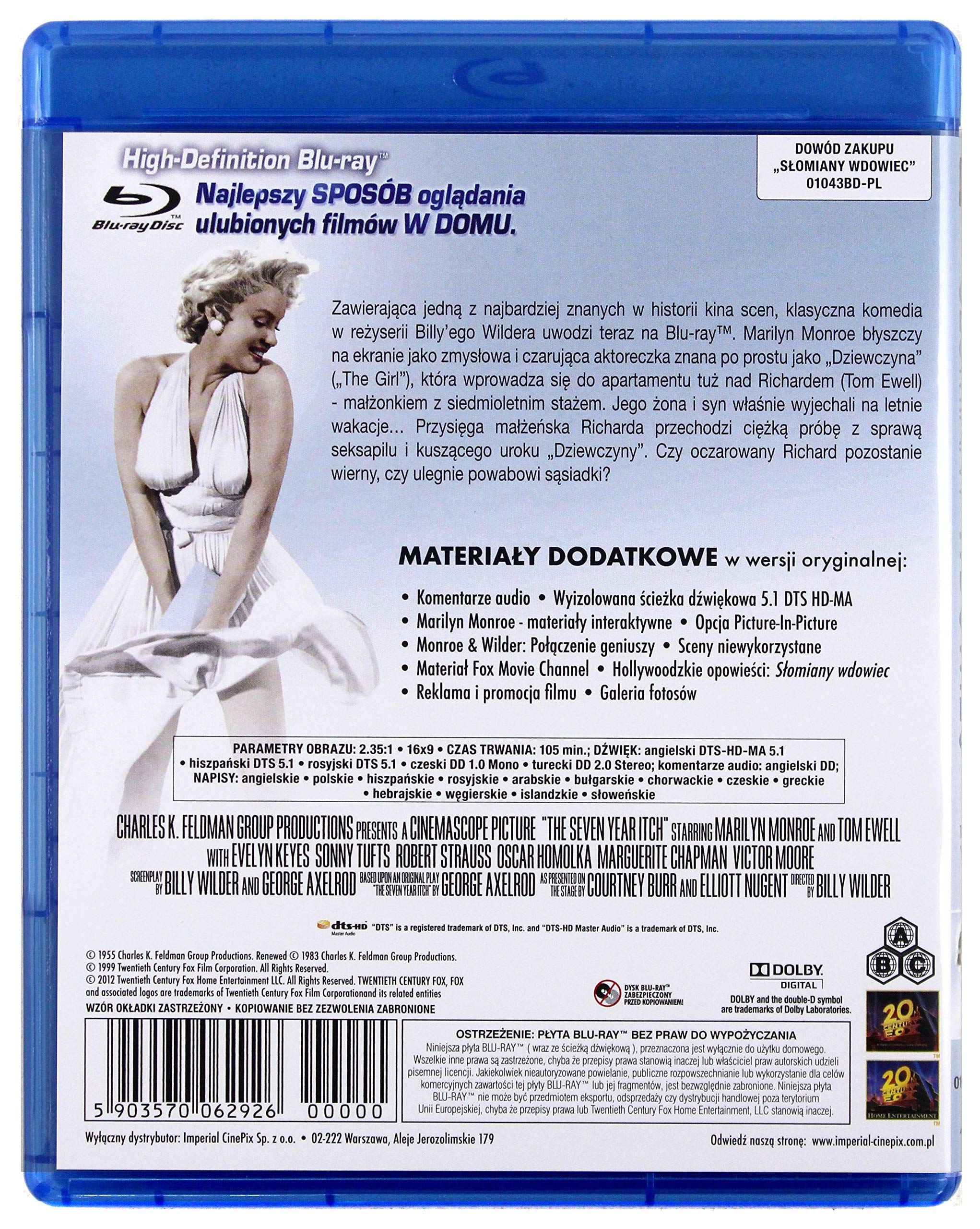 The Seven Year Itch [Blu-Ray] [Region Free] (English audio. English subtitles)