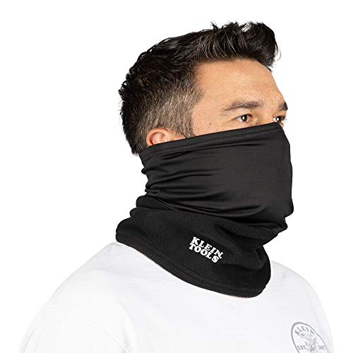 Klein Tools 60466 Neck and Face Warming Gaiter, Double-Layered Half-Band, Black, One Size fits Most