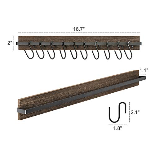 Mkono Hat Rack for Wall Wooden Baseball Caps Organizer with 20 Hooks Rustic Cowboy Hat Hanger Wall Mounted Hats Display Rack for Closet Bedroom Entryway, Set of 2, Brown