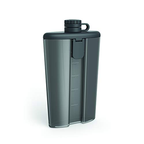 Host Easy-Fill Hip Liquor Flask for Alcohol with Hinged Refill Lid and Hinged Lid, Dishwasher Safe BPA-Free Plastic, Grey, 6 Oz, Set of 1