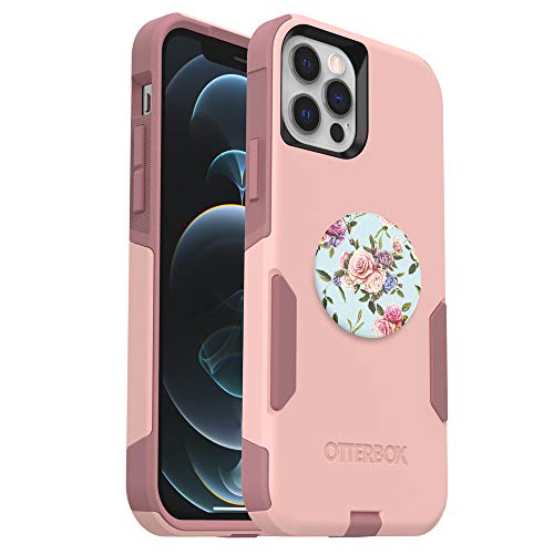 OtterBox Bundle: COMMUTER SERIES Case for iPhone 12 & iPhone 12 Pro - (BALLET WAY) + PopSockets PopGrip - (RETRO WILD ROSE)