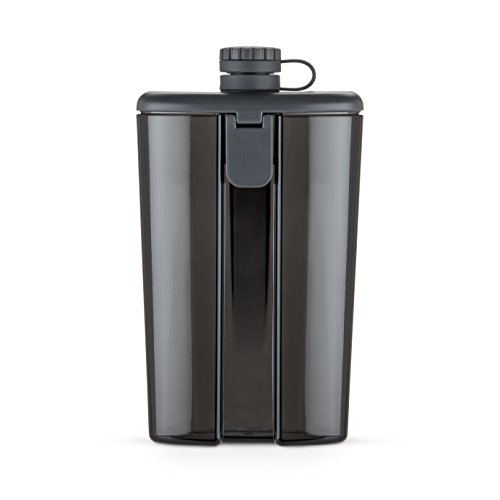 Host Easy-Fill Hip Liquor Flask for Alcohol with Hinged Refill Lid and Hinged Lid, Dishwasher Safe BPA-Free Plastic, Grey, 6 Oz, Set of 1