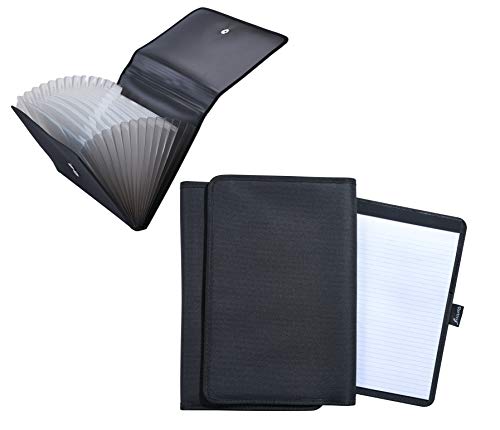 It's Academic Accordion File Organizer, Black Fabric, Notepad Included, 500 Sheet Capacity, 11 x 14 (98778-6D)