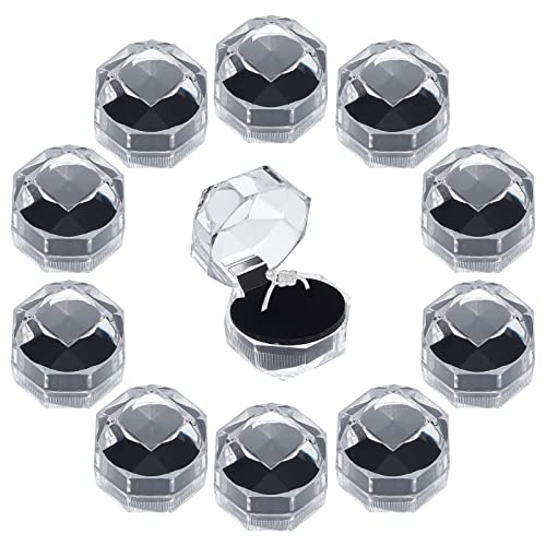 CHGCRAFT 40Pcs Black Clear Plastic Ring Boxes Crystal Earrings Jewelry Storage Boxes Display Organizer Case with Foam Insert for Wedding Proposal Valentine's Day, 1.5×1.5 Inch