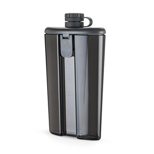 Host Easy-Fill Hip Liquor Flask for Alcohol with Hinged Refill Lid and Hinged Lid, Dishwasher Safe BPA-Free Plastic, Grey, 6 Oz, Set of 1