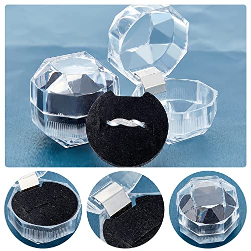 CHGCRAFT 40Pcs Black Clear Plastic Ring Boxes Crystal Earrings Jewelry Storage Boxes Display Organizer Case with Foam Insert for Wedding Proposal Valentine's Day, 1.5×1.5 Inch