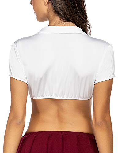 Avidlove Women's Sexy Tie Up Crop Top Short Sleeve Deep V Neck Casual Basic T Shirt