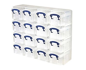 Really Useful Box Plastic Storage Organiser 0.3 Litre Pack Of 16 - Color: Clear by Really Useful