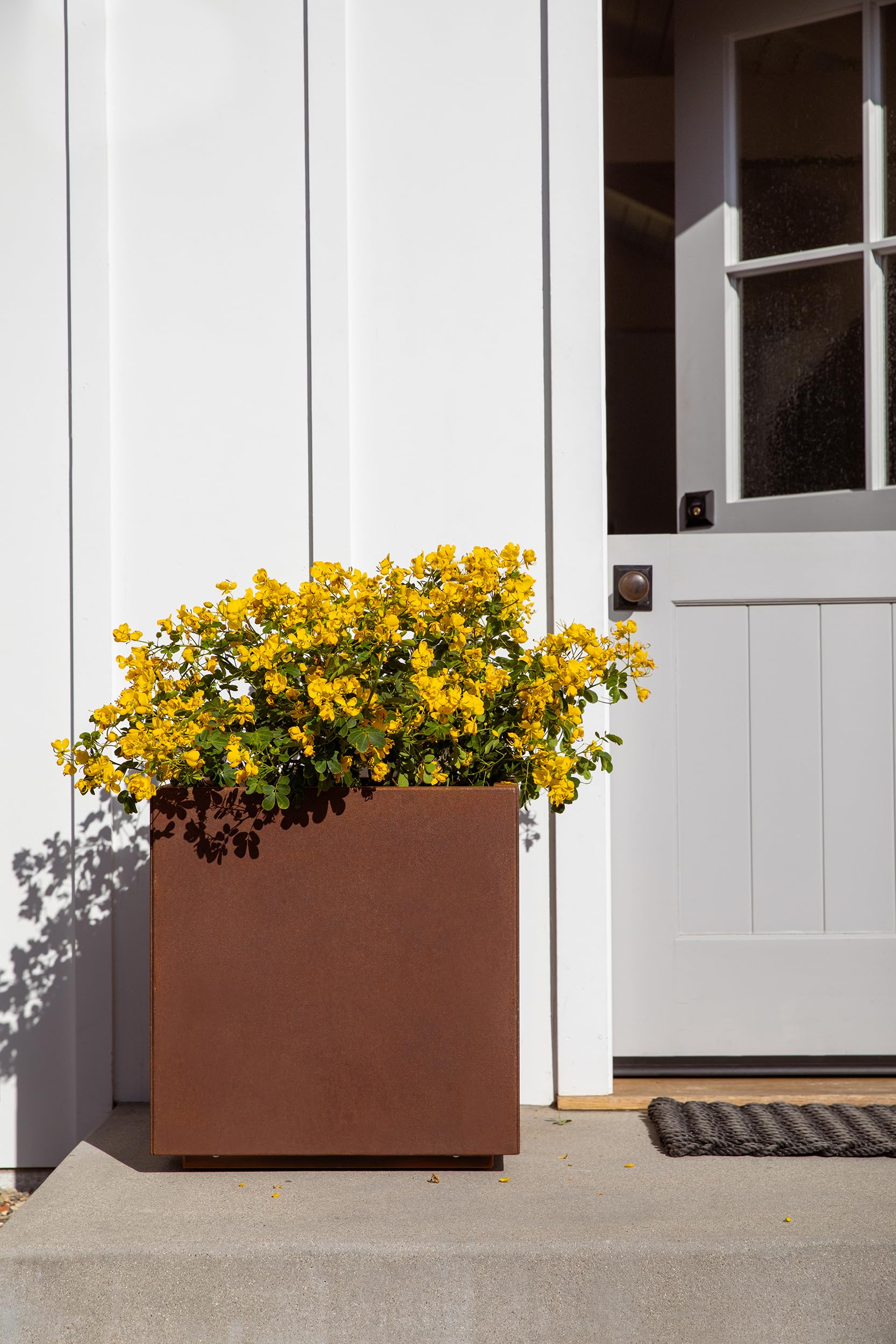 Veradek Corten Steel Series Cube Planter - Square Metal Planter for Outdoor Patio/Garden | Naturally Rusting Steel for All-Weather Use | Modern Rustic Décor for Trees, Flowers, Tall Trees