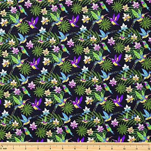 KoolSwitch Fabric by The Yard [ 58 inches x 1 Yard ] Decorative Fabric for Sewing Quilting Apparel Crafts Home Decor Accents (Hummingbird Pattern), Length = 1 Yard