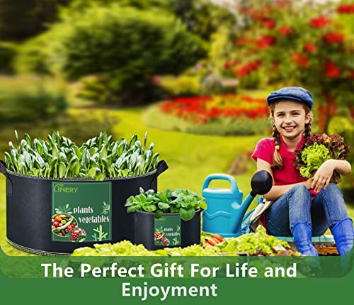 LINERY 1-Pack 50 Gallon Planting Bag Black Heavy Duty Thickened Large Capacity Upgrade Hemming Process Grow Bag with Handles Non-Woven Fabric Plant Pots (【1-50 G】)