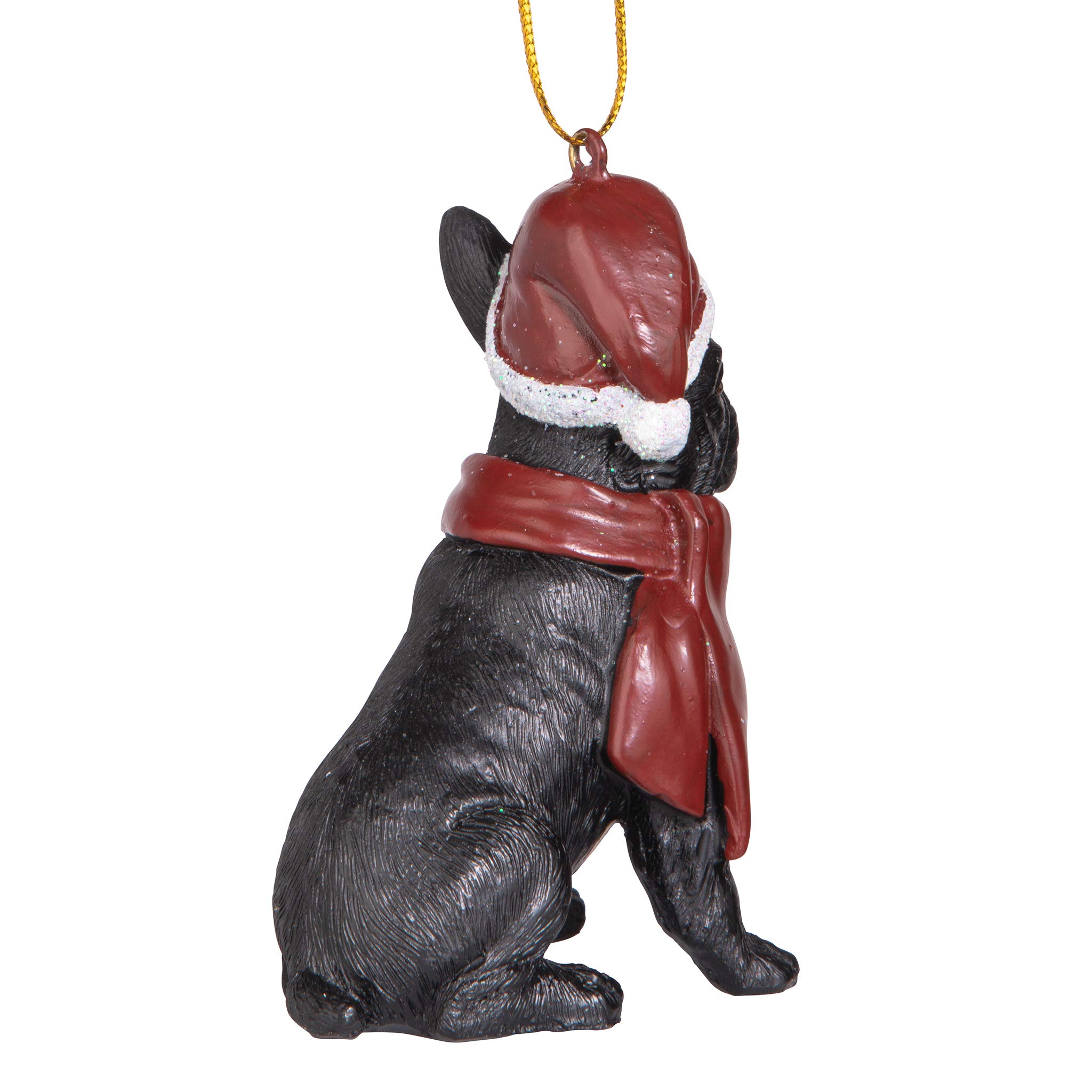 Design Toscano Christmas Xmas French Bulldog Holiday Dog Ornaments, Full Color