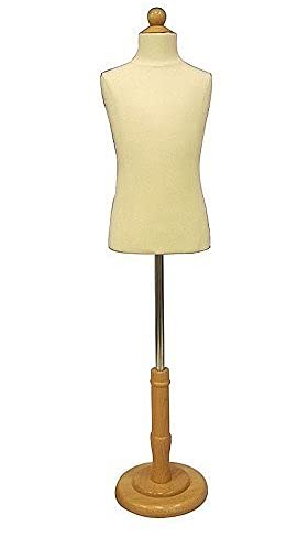 (JF-C6-8T) 6-8 Years Old Child/Kids Body Dress Form Mannequin White Jersey Form Cover with Wooden Base(C6-8T)