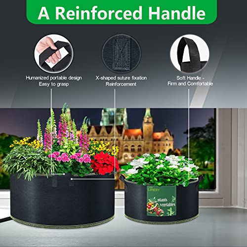 LINERY 1-Pack 50 Gallon Planting Bag Black Heavy Duty Thickened Large Capacity Upgrade Hemming Process Grow Bag with Handles Non-Woven Fabric Plant Pots (【1-50 G】)