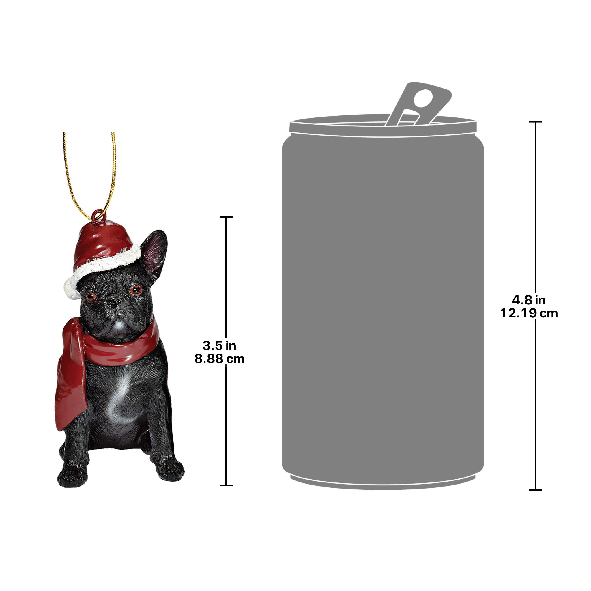 Design Toscano Christmas Xmas French Bulldog Holiday Dog Ornaments, Full Color