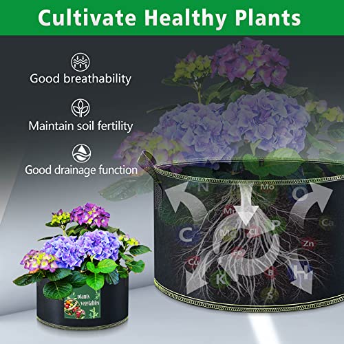 LINERY 1-Pack 50 Gallon Planting Bag Black Heavy Duty Thickened Large Capacity Upgrade Hemming Process Grow Bag with Handles Non-Woven Fabric Plant Pots (【1-50 G】)
