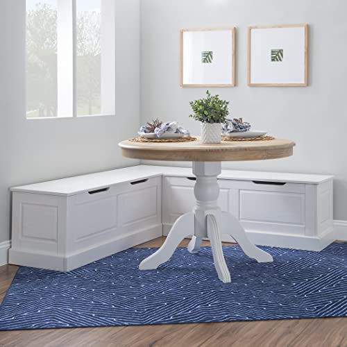 Linon Natural and White 2 Tone Pedestal Dining Harris Table